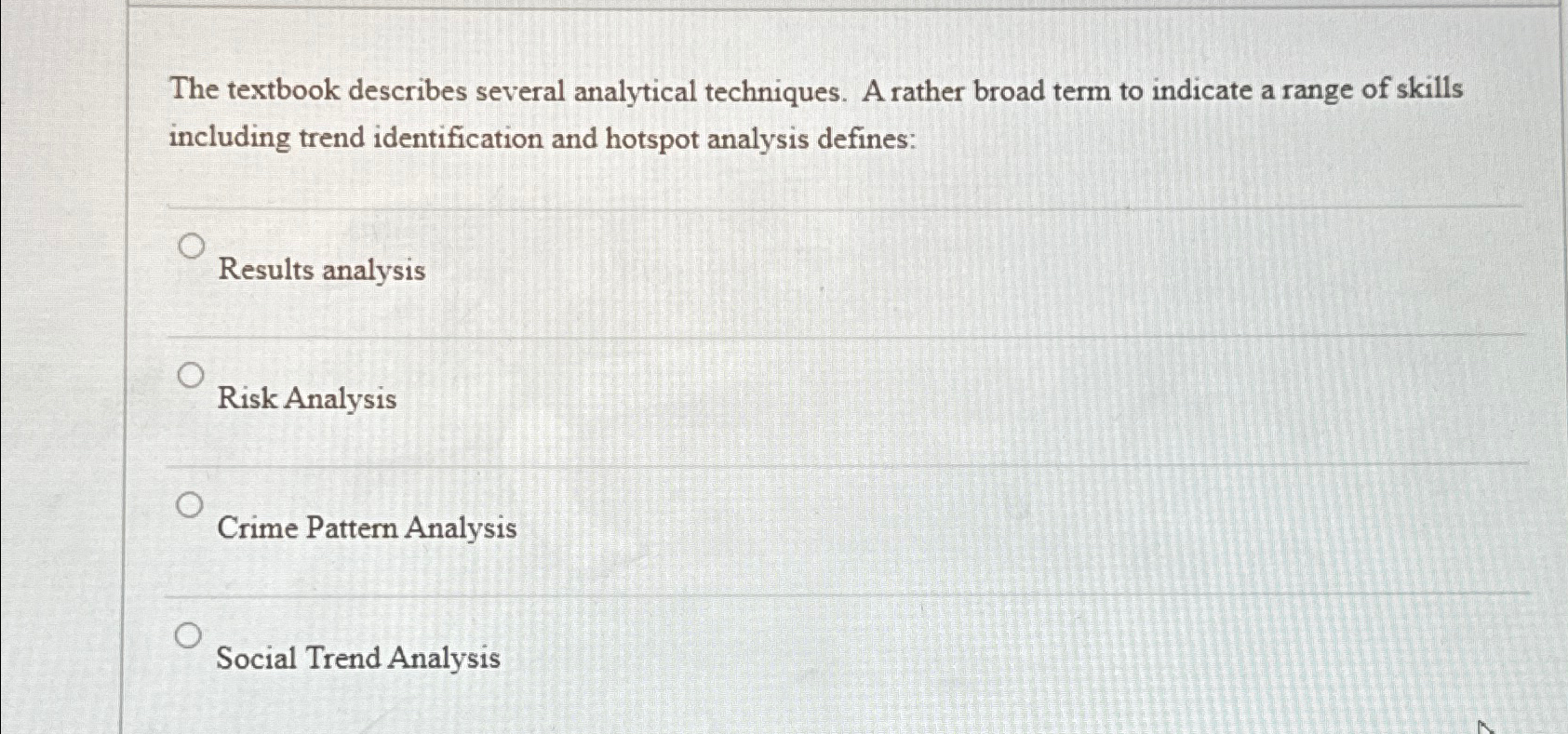 Solved The textbook describes several analytical techniques. | Chegg.com