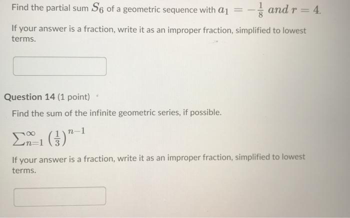 Solved Find the partial sum S6 of a geometric sequence with | Chegg.com