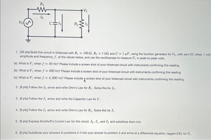 Solved 1. [28 pts] Build this circuit in tinkercad with | Chegg.com