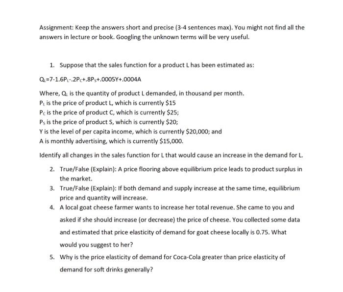 Solved Assignment: Keep the answers short and precise (3-4 | Chegg.com