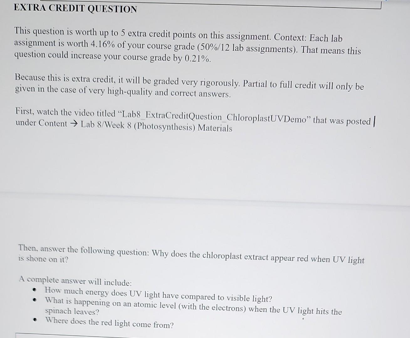 Solved This question is worth up to 5 extra credit points on | Chegg.com