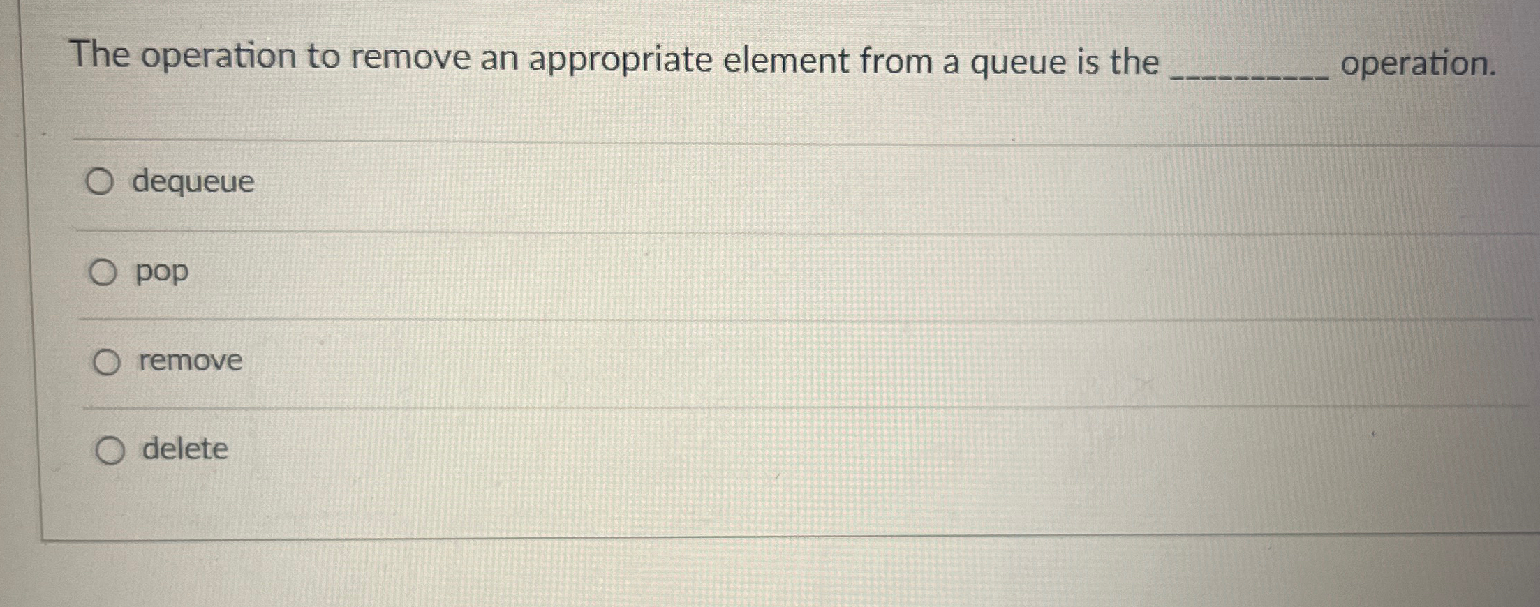 Solved The operation to remove an appropriate element from a | Chegg.com
