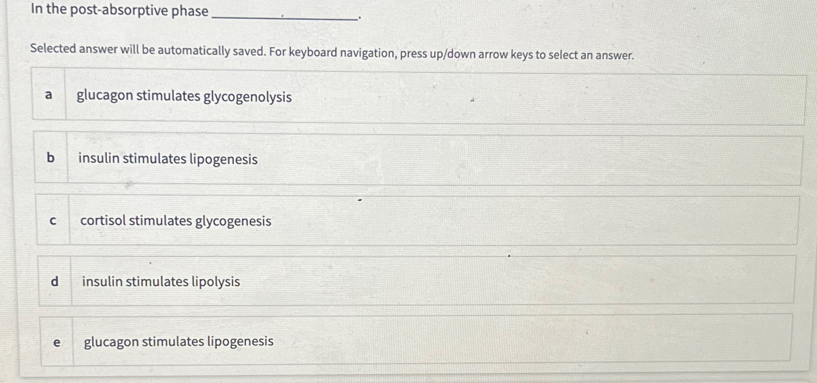 Solved In the post-absorptive phaseSelected answer will be | Chegg.com