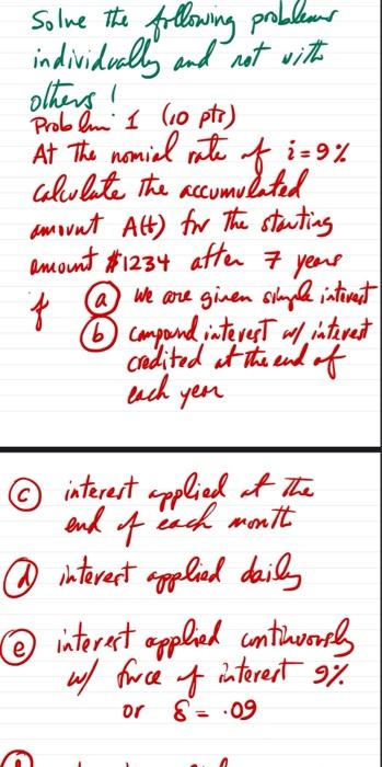 Solved Solve The following problems individually and not | Chegg.com