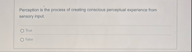 Solved Perception is the process of creating conscious | Chegg.com