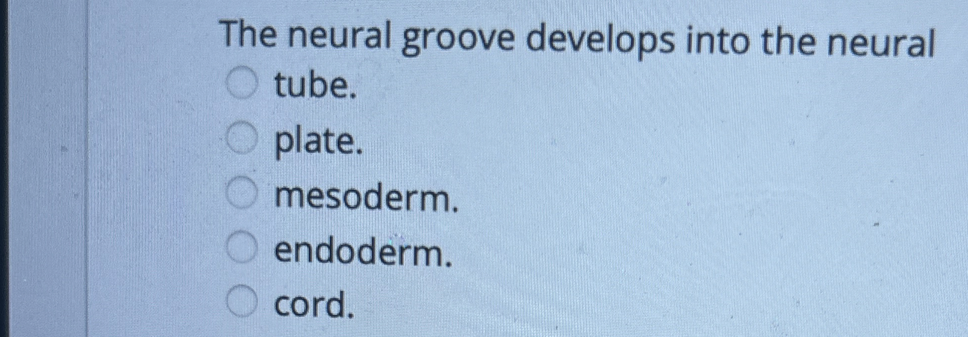 Solved The neural groove develops into the | Chegg.com