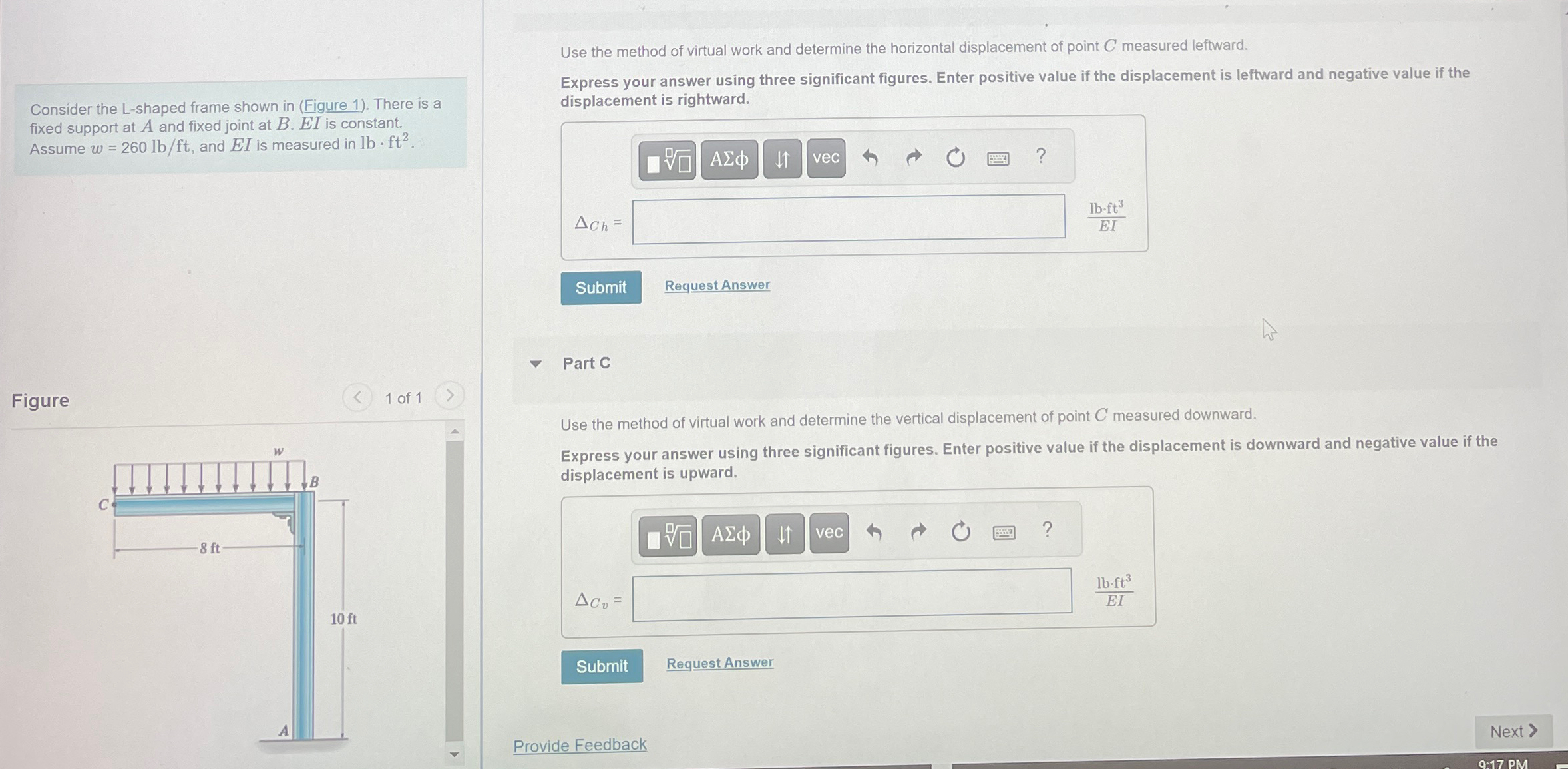 Solved Consider the L-shaped frame shown in (Figure 1). | Chegg.com