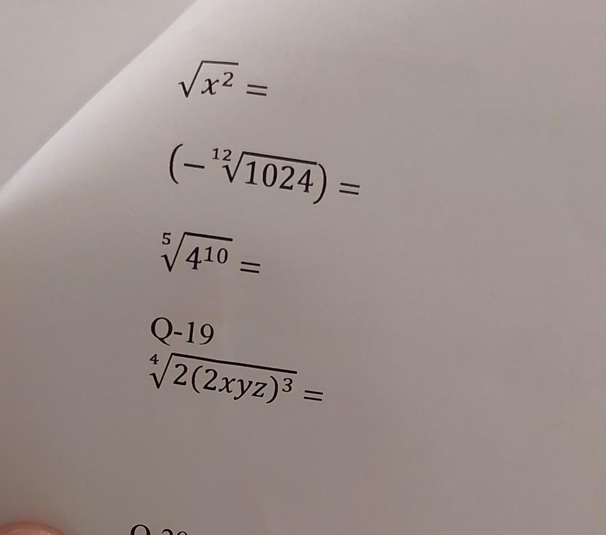 Solved Change to rational exponent form z=x2= (−121024)= | Chegg.com
