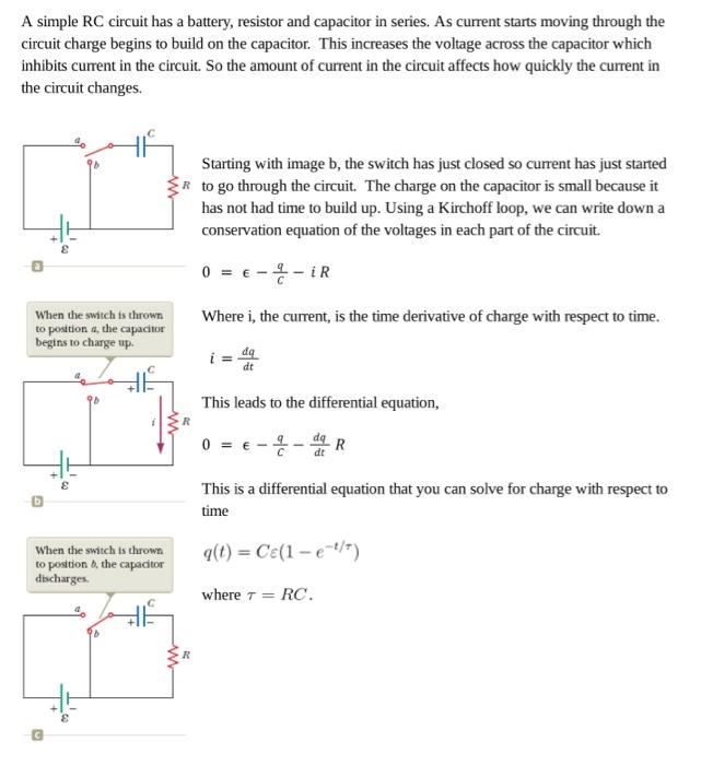 Solved A simple RC circuit has a battery, resistor and | Chegg.com