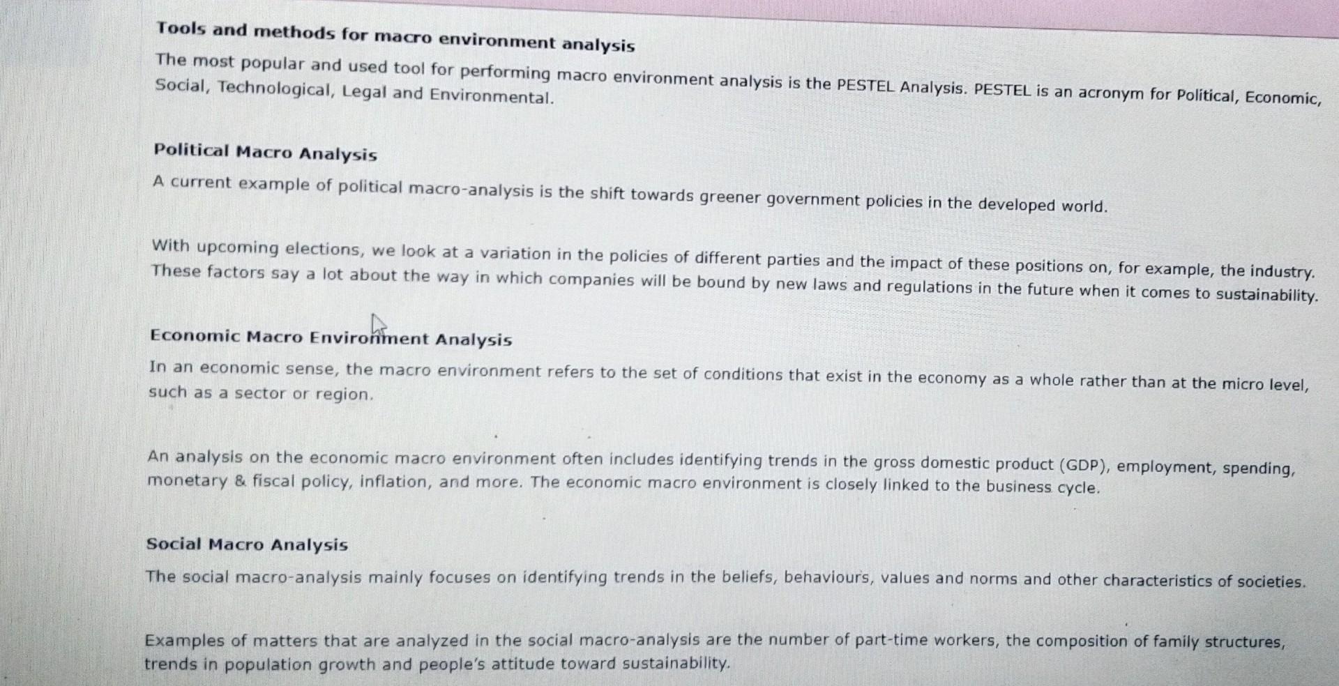 Solved An organization's macro-environment refers to all | Chegg.com