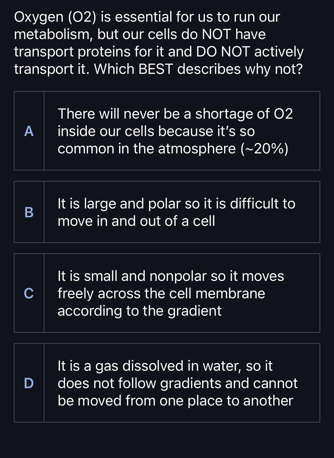 Oxygen (O2) ﻿is essential for us to run our | Chegg.com