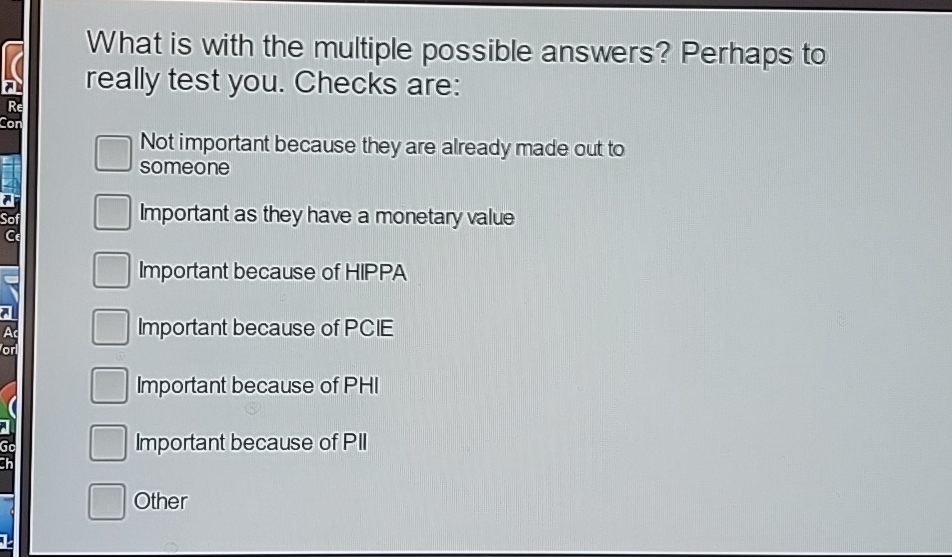 Solved What is with the multiple possible answers? Perhaps | Chegg.com