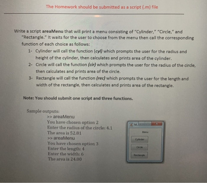 Solved The Homework should be submitted as a script (.m) | Chegg.com