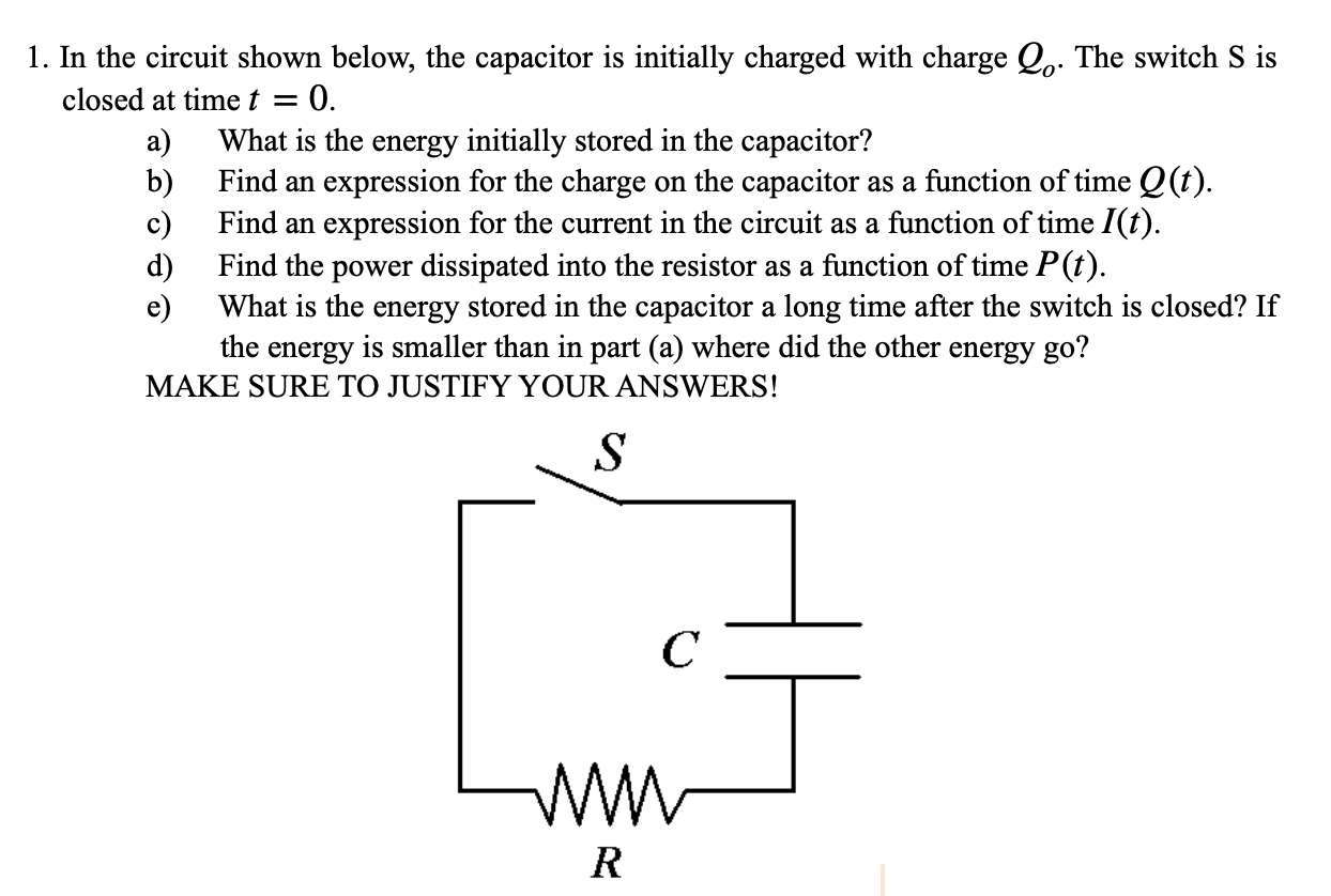 Solved In the circuit shown below, the capacitor is | Chegg.com
