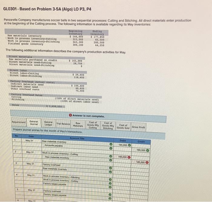 Solved GL0301 - Based on Problem 3-5A (Algo) LO P3, P4 | Chegg.com