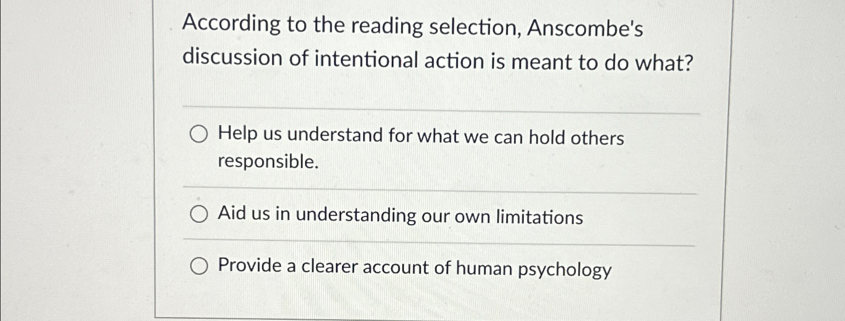 Solved According to the reading selection, Anscombe's | Chegg.com