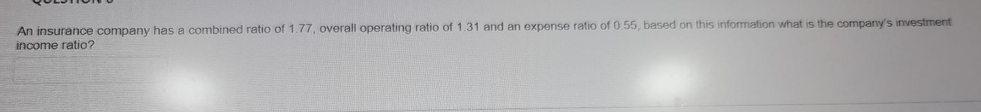 Solved An insurance company has a combined ratio of 1.77, | Chegg.com