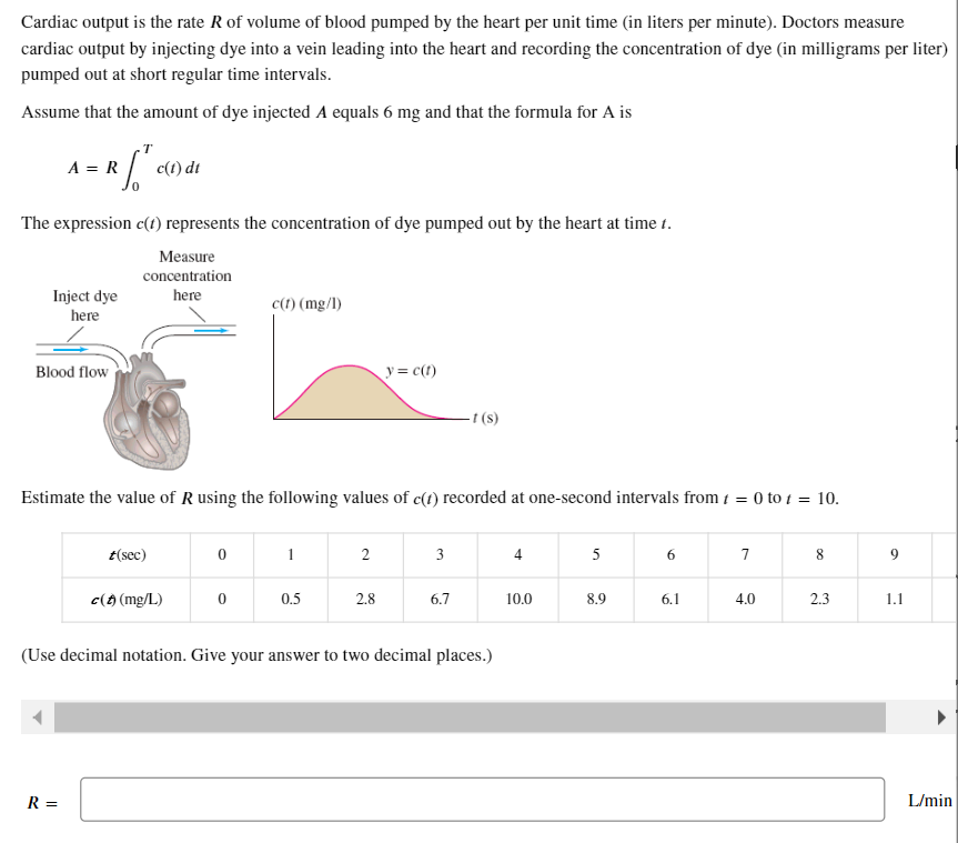 Solved Cardiac output is the rate R ﻿of volume of blood | Chegg.com