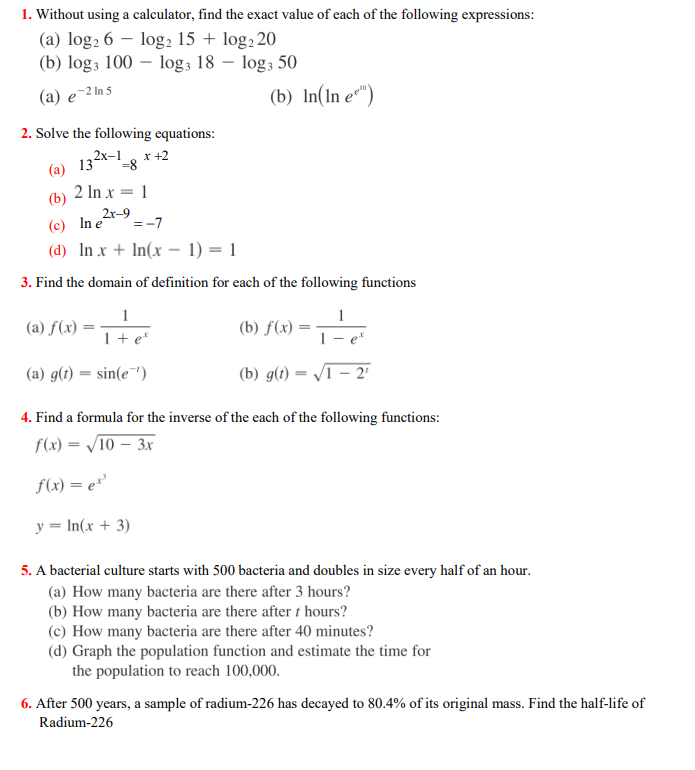 Solved Without using a calculator, find the exact value of | Chegg.com