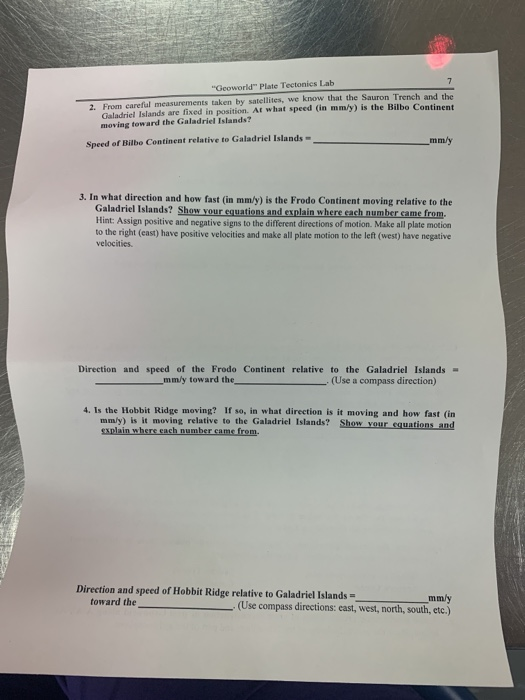 "Geoworld Plate Tectonics Lab Part 2: Analysis of | Chegg.com
