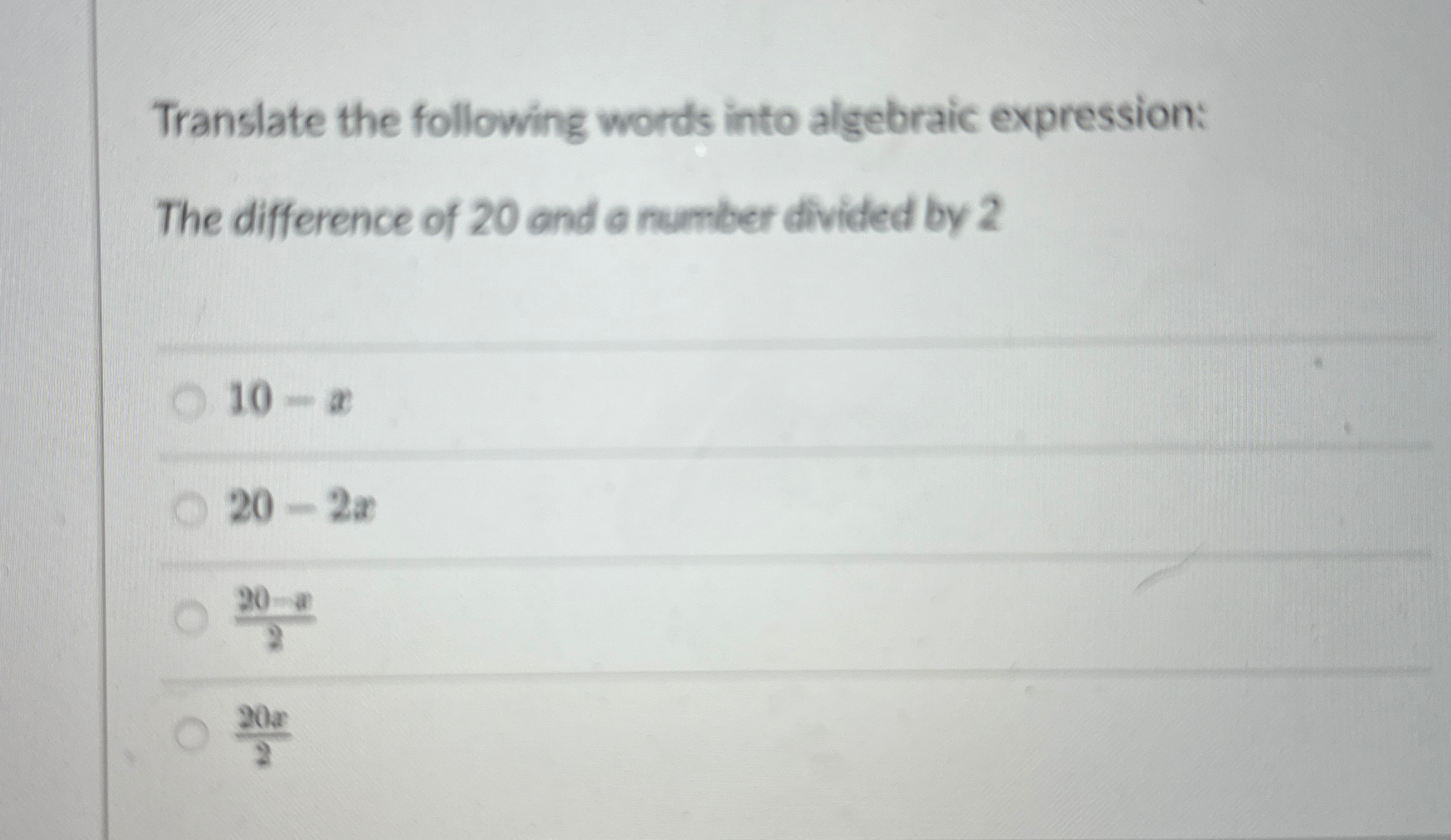 Solved Translate the following words into algebraic | Chegg.com