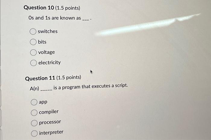 Solved Question 10 (1.5 points) Os and 1s are known as | Chegg.com