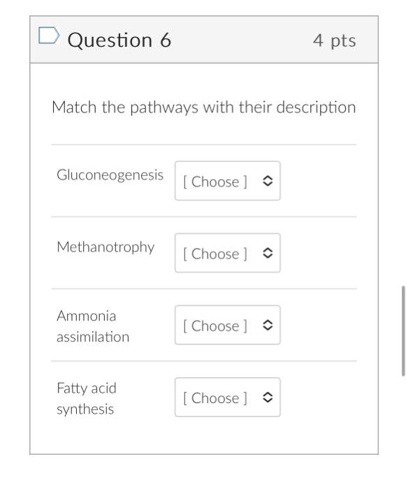 Solved Question 6 4 pts Match the pathways with their | Chegg.com