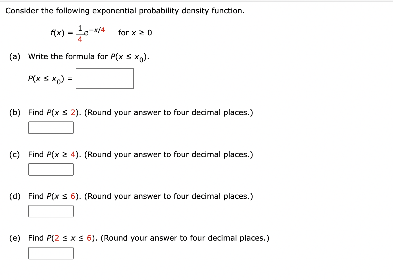Solved Consider the following exponential probability | Chegg.com