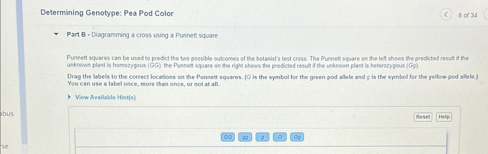 Solved Determining Genotype: Pea Pod Color8 ﻿of 34Part B - | Chegg.com