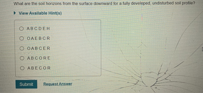Solved What are the soil horizons from the surface downward | Chegg.com