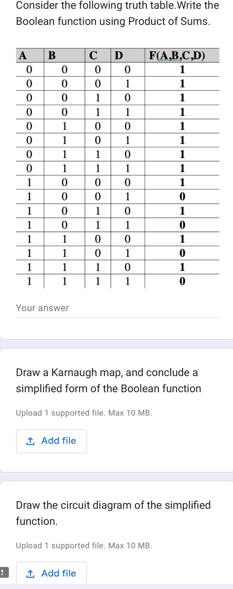 Solved by an EXPERT Consider the following truth table. Write the Boolean | Chegg.com