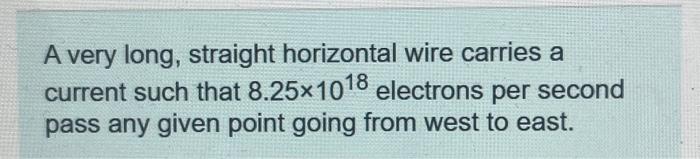 Solved A very long, straight horizontal wire carries a | Chegg.com