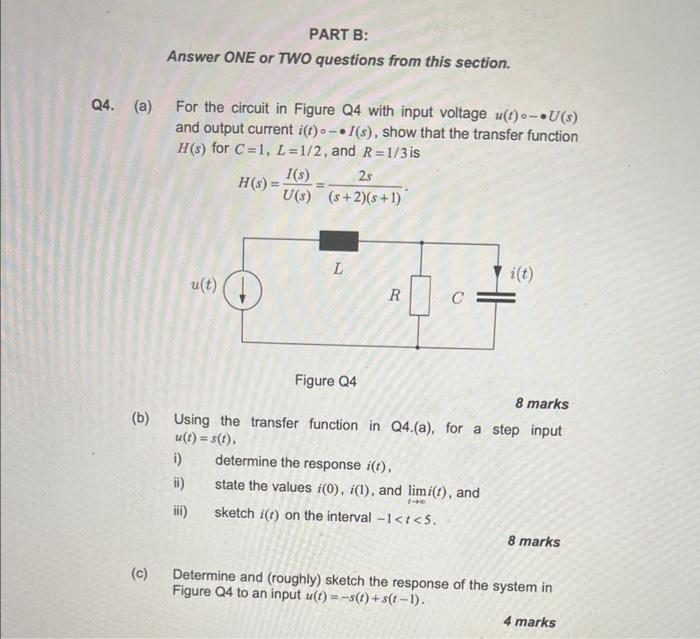 Solved (a) For the circuit in Figure Q4 with input voltage | Chegg.com
