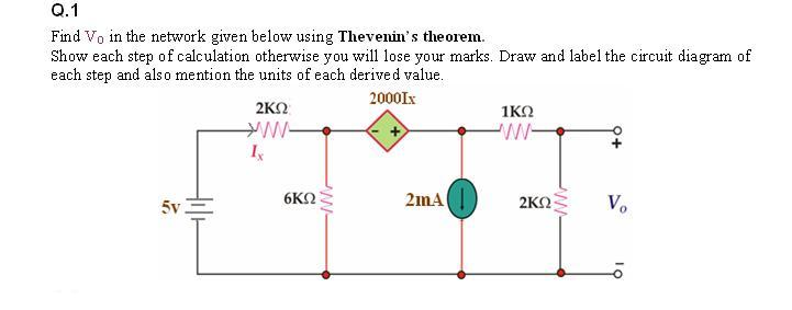 Solved Find V0 in the network given below using Thevenin's | Chegg.com