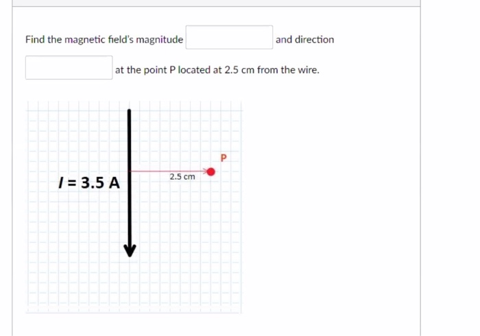 Solved Find the magnetic field's magnitude and direction at | Chegg.com