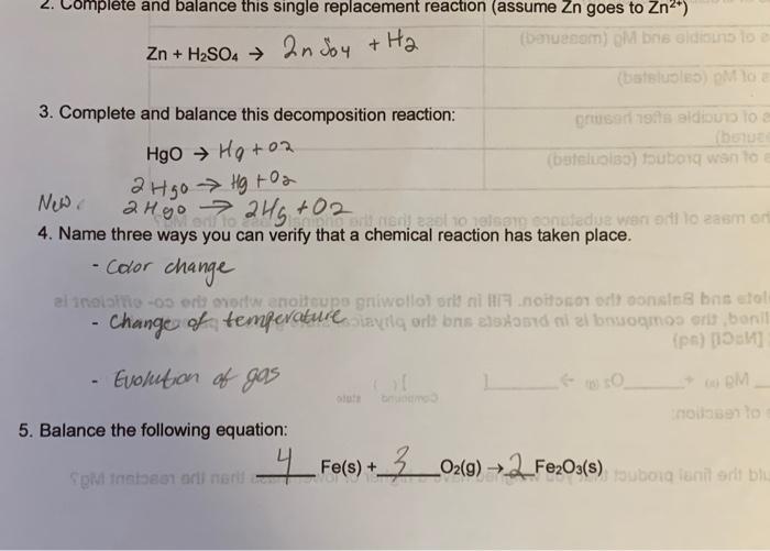 Solved 2. Complete and balance this single replacement | Chegg.com