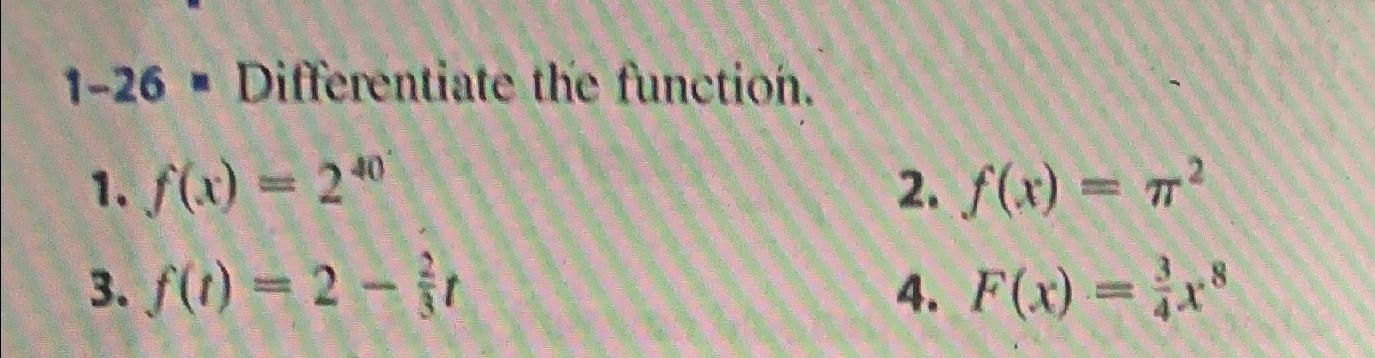 Solved 1-26 - ﻿Differentiate the | Chegg.com