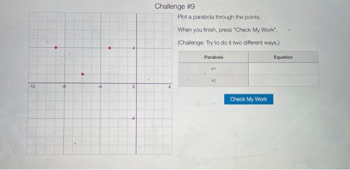 Solved Challenge #9 Plot a parabola through the points. When | Chegg.com