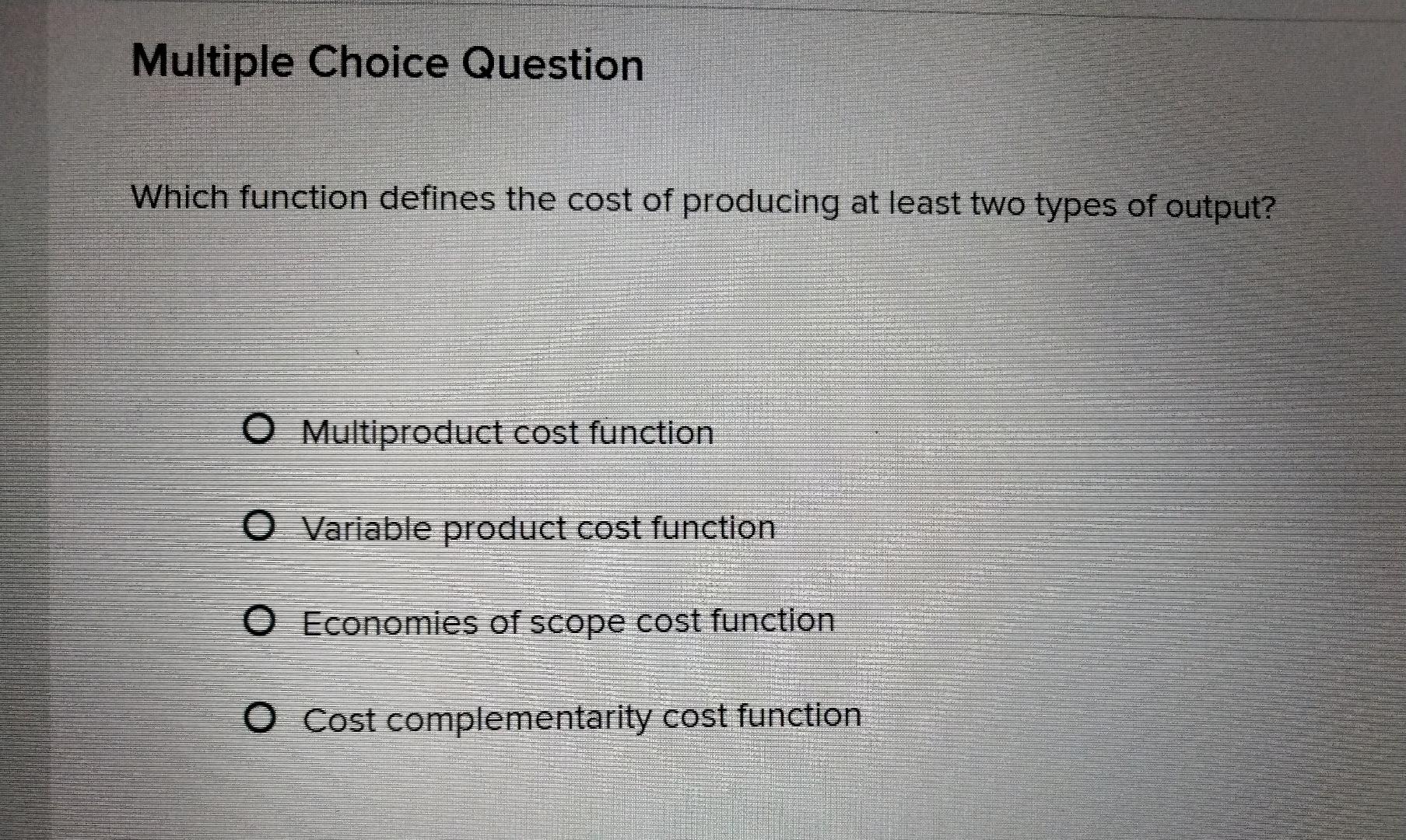 Solved Multiple Choice Questionwhich Function Defines The