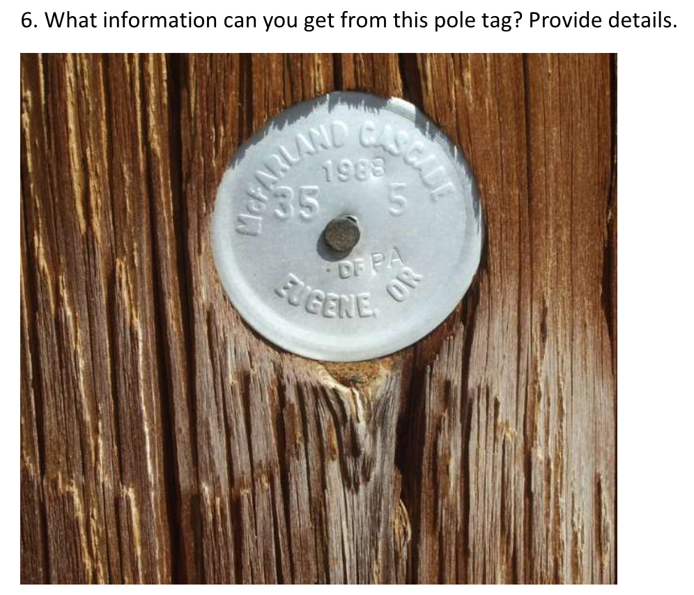 Solved What information can you get from this pole tag? | Chegg.com
