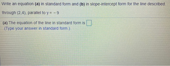 Solved Write an equation (a) in standard form and (b) in | Chegg.com