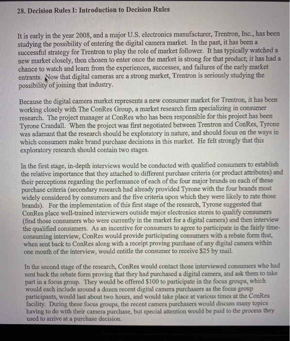 Solved 28. Decision Rules I: Introduction to Decision Rules | Chegg.com