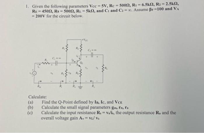 Solved 1. Given the following parameters VcCCC=5 | Chegg.com