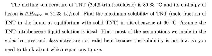 Solved The melting temperature of TNT | Chegg.com