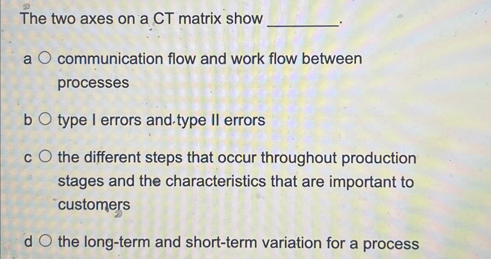 Solved The two axes on a CT matrix showa communication flow | Chegg.com