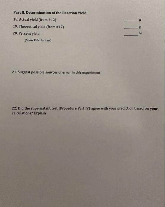 Solved LABORATORY REPORT FORM Part I. Determination of the | Chegg.com
