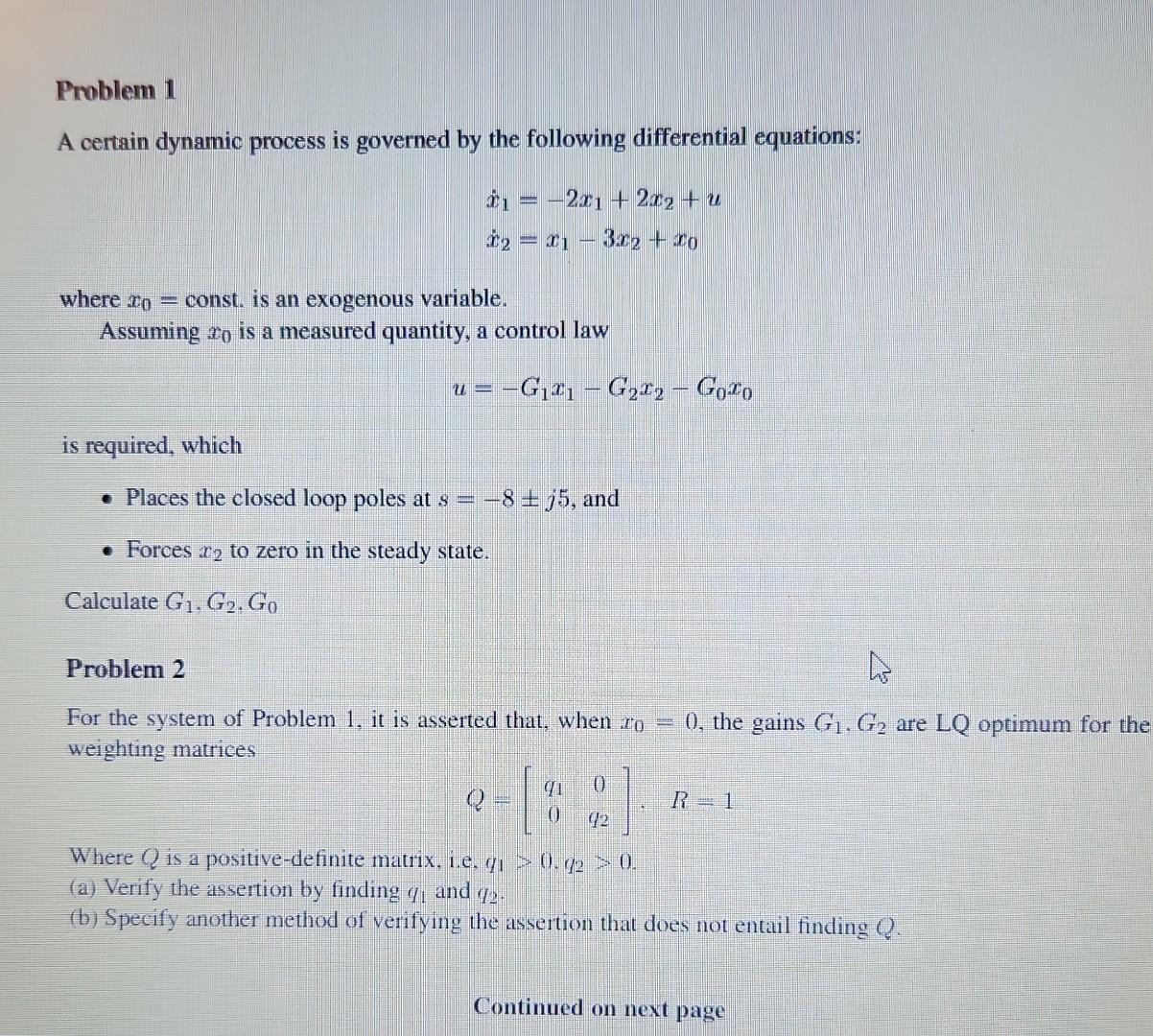 Solved A certain dynamic process is governed by the | Chegg.com