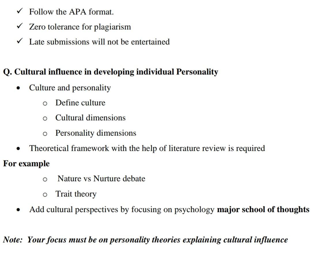 Solved Follow the APA format. Zero tolerance for | Chegg.com