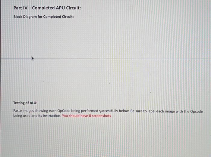 Solved Part IV-Completed APU Circuit: Block Diagram for | Chegg.com
