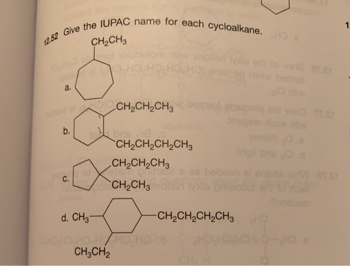 Solved PAC name for each cycloalkane. Give the IUPAC na | Chegg.com